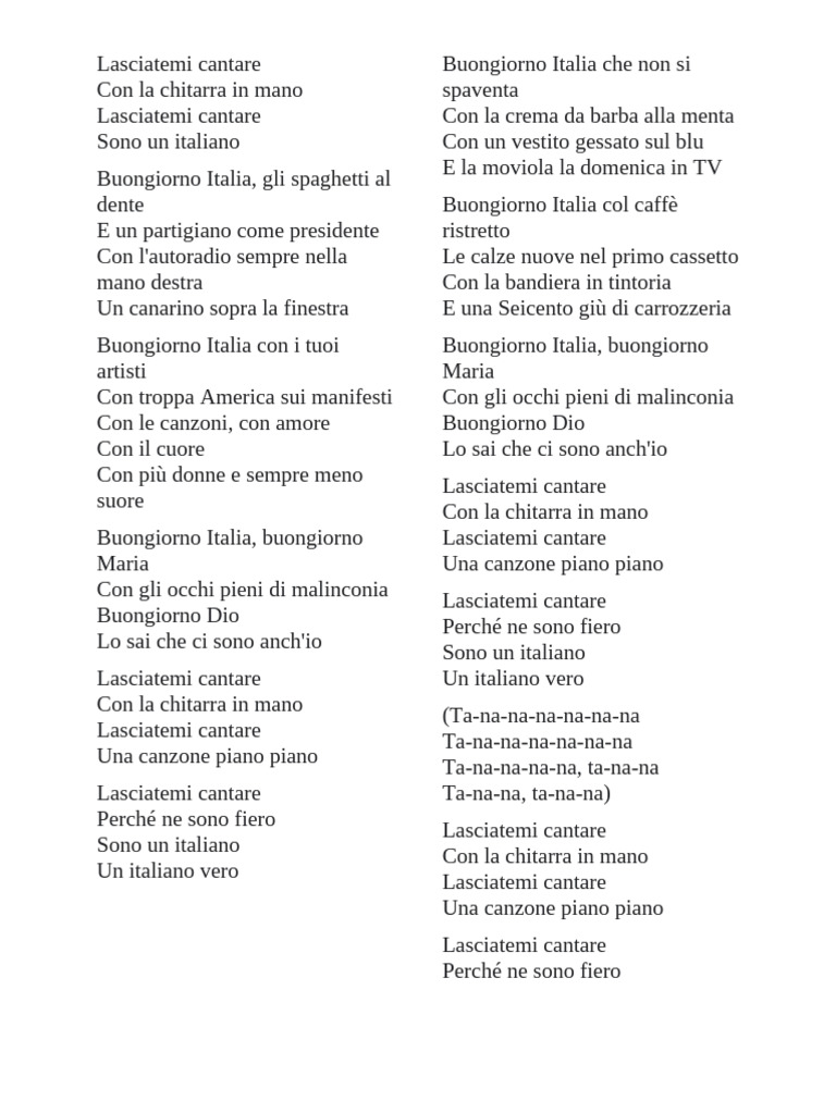 Lasciatemi Cantare | PDF