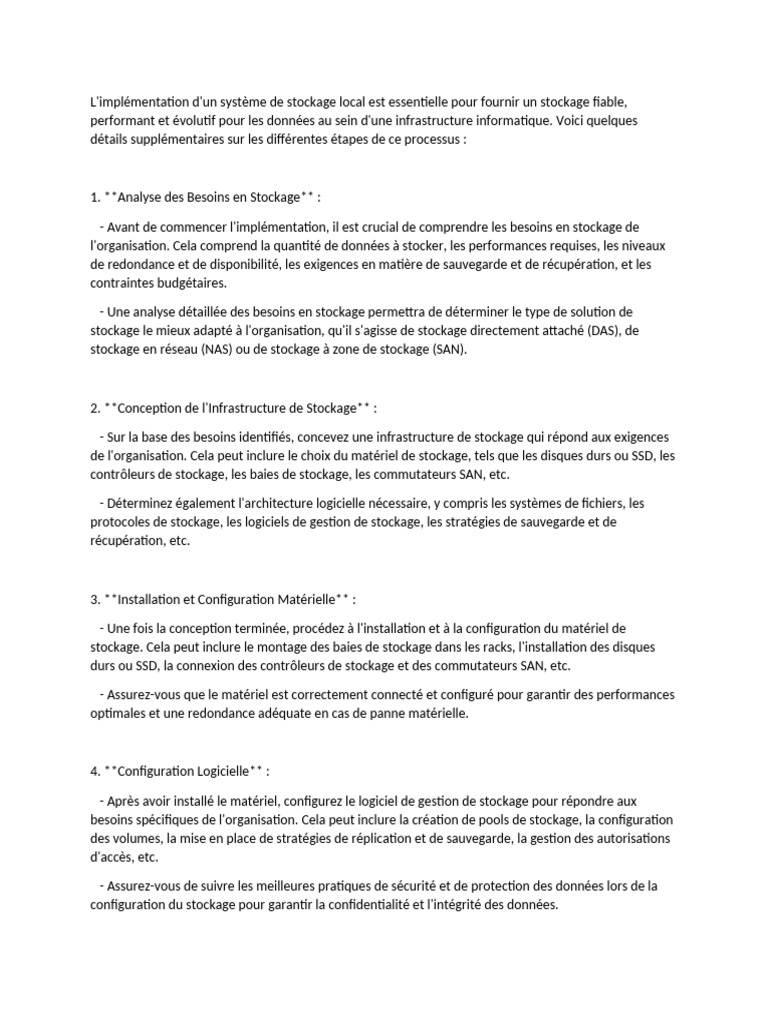 Implémentation d’un système de stockage local | PDF
