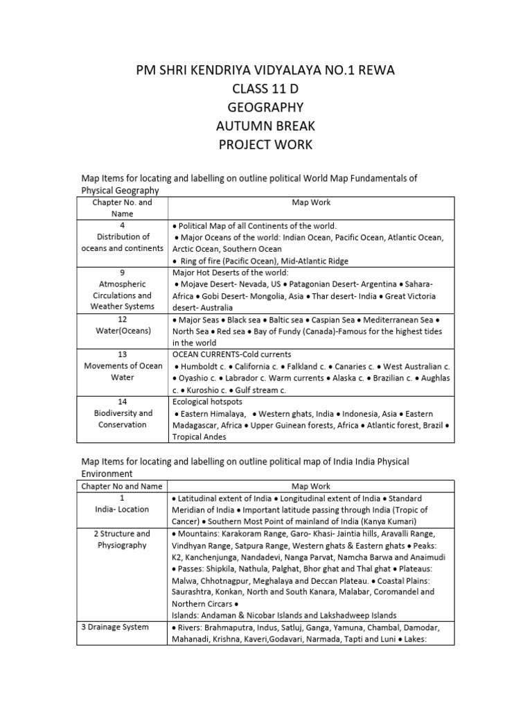 Class 11 Geography Project | PDF | Oceans | Science & Mathematics