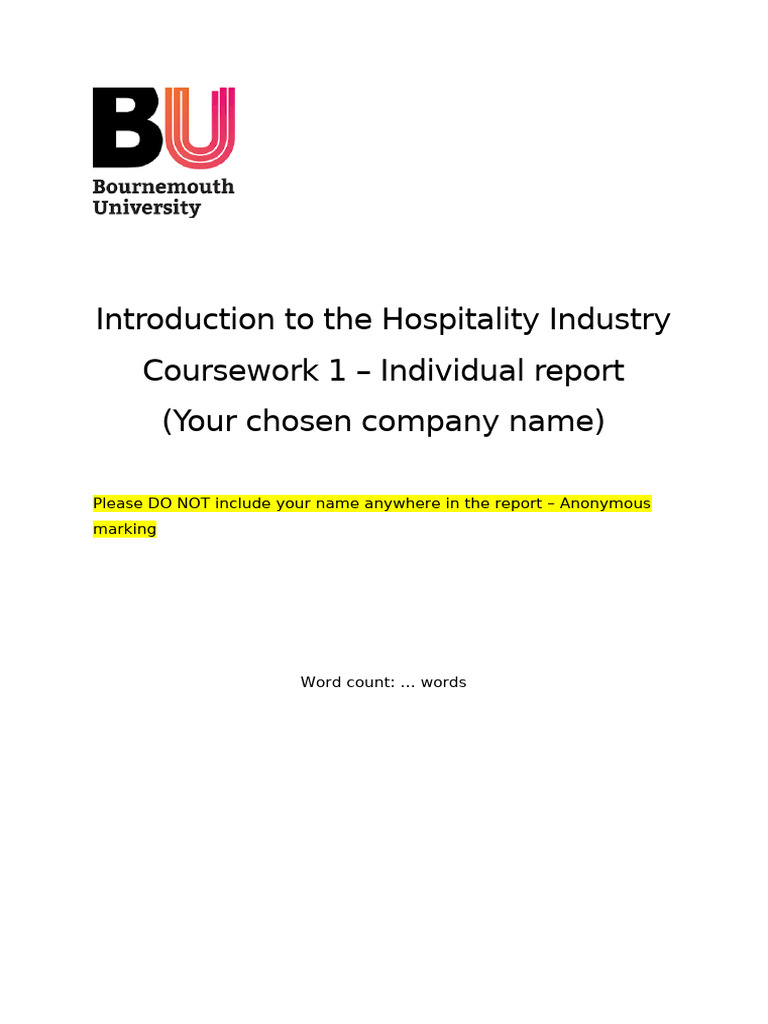 Introduction To Hospitality Assessment 1 | PDF