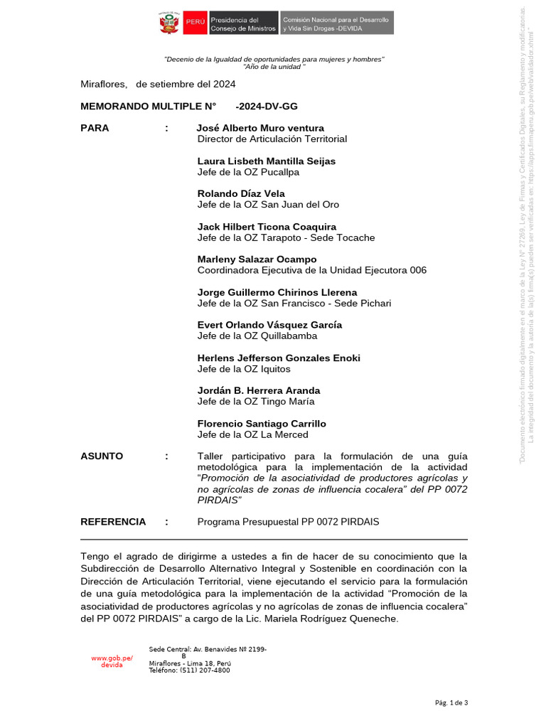 Hoy Proyecto - MEMO MULTIPLE Taller | PDF | Negocios