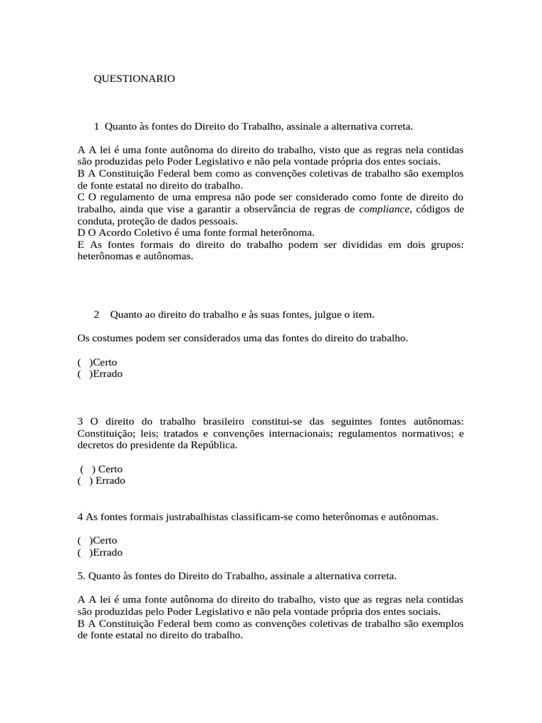 QUESTIONARIO | PDF
