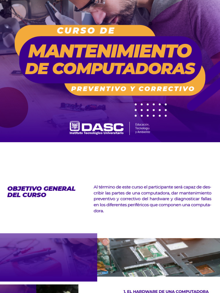 Temario Mantenimiento de Computadoras DASC 2024 | PDF