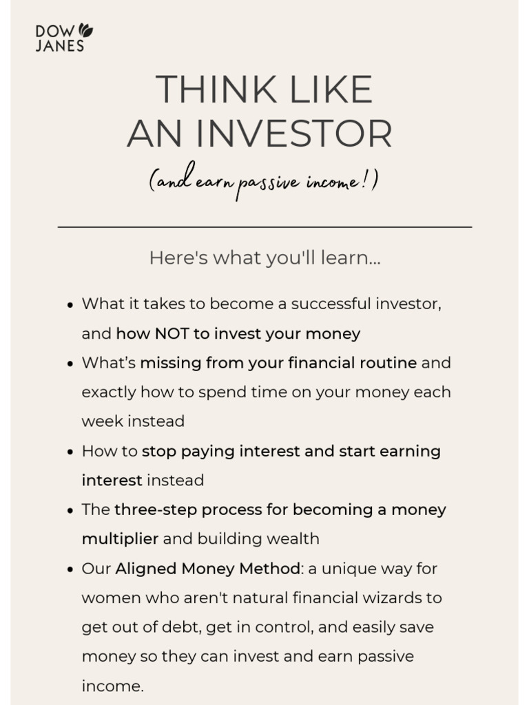 Printable Think Like An Investor Masterclass Worksheet | PDF