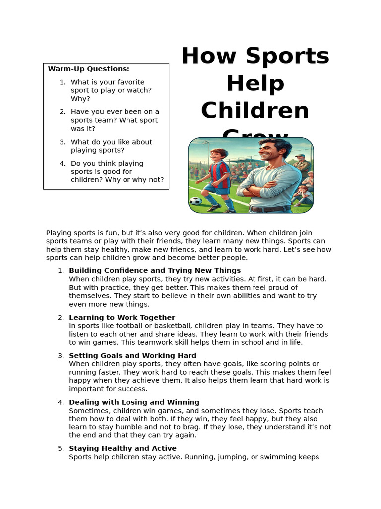 How Sports Help Children Grow | PDF | Sports | Psychology