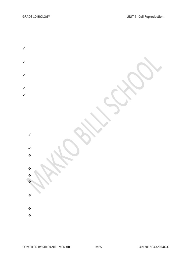 Grade 10 Biology: Cell Reproduction Guide | PDF | Mitosis | Meiosis