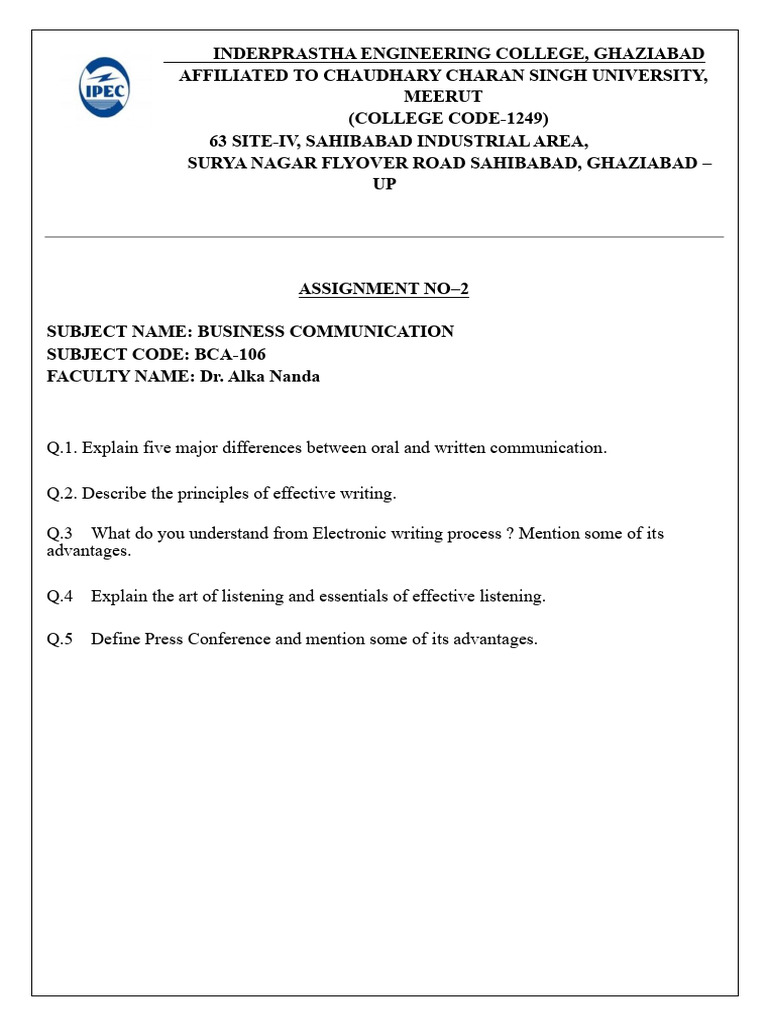 Business Communication Assignment Guide | PDF