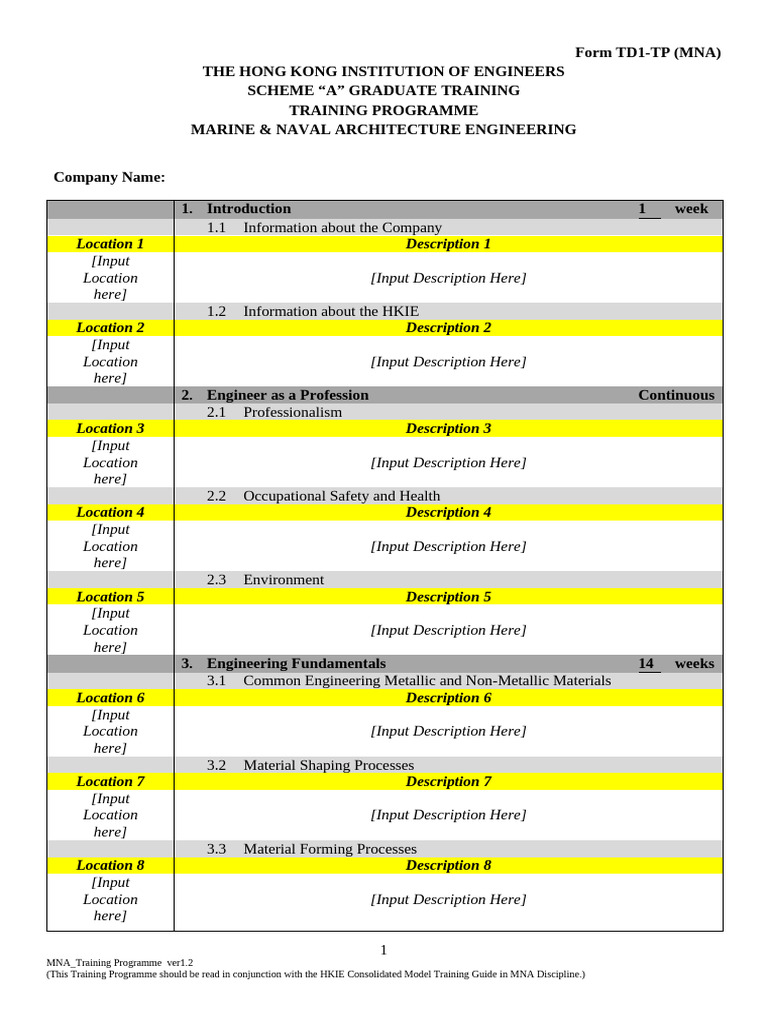 MNA - Training Programme Ver1.2 | PDF