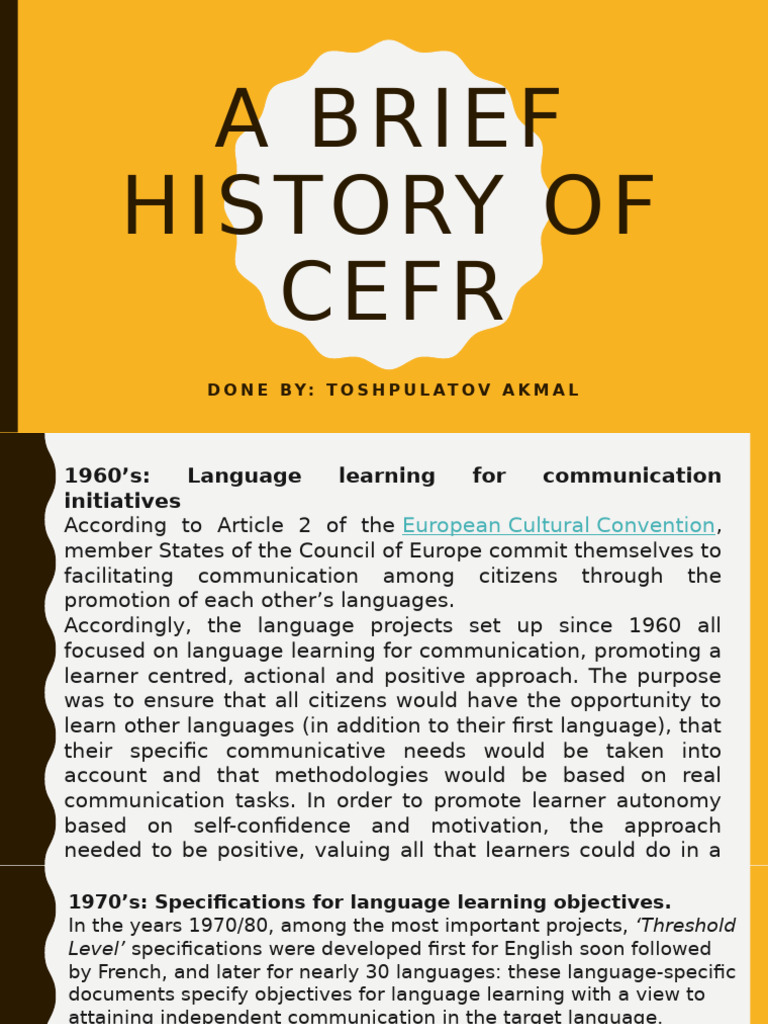 1.a Brief History of Cefr | PDF