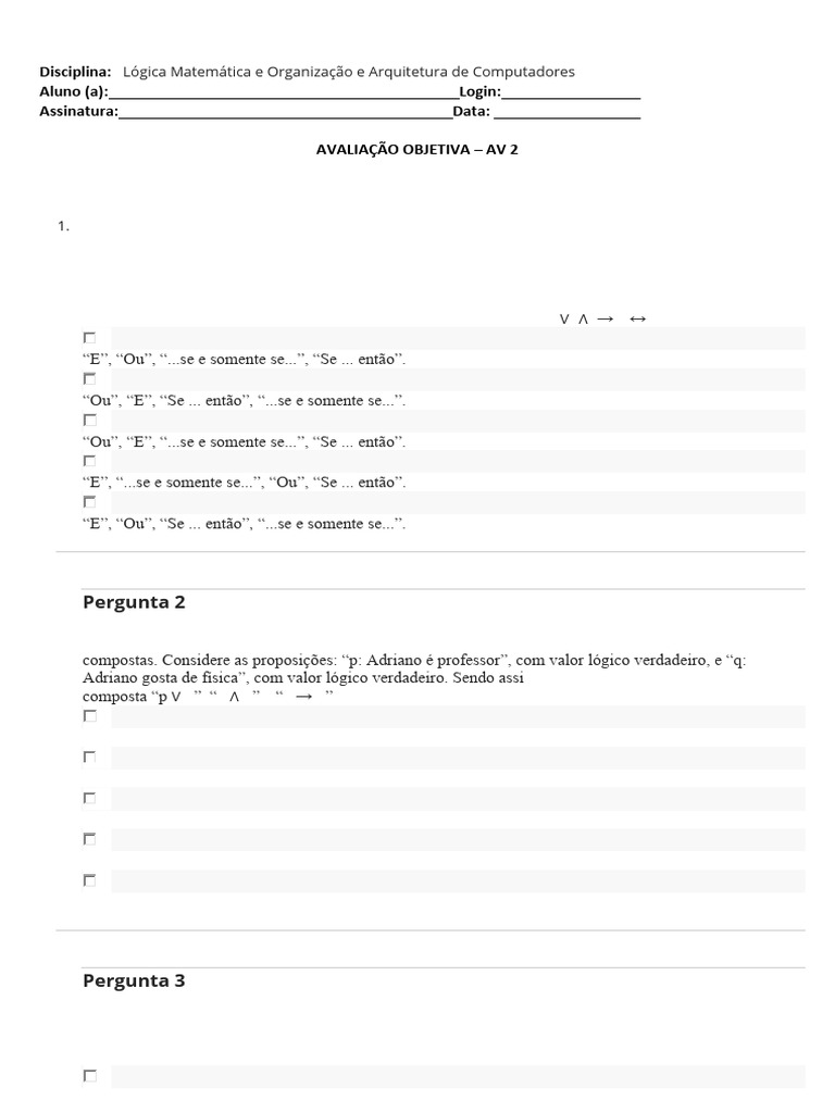 Questões de Lógica Matemática e Tabela-Verdade | PDF | Lógica ...