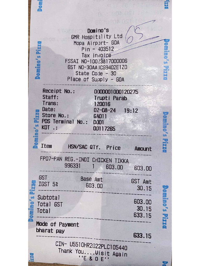 Food receipt | PDF