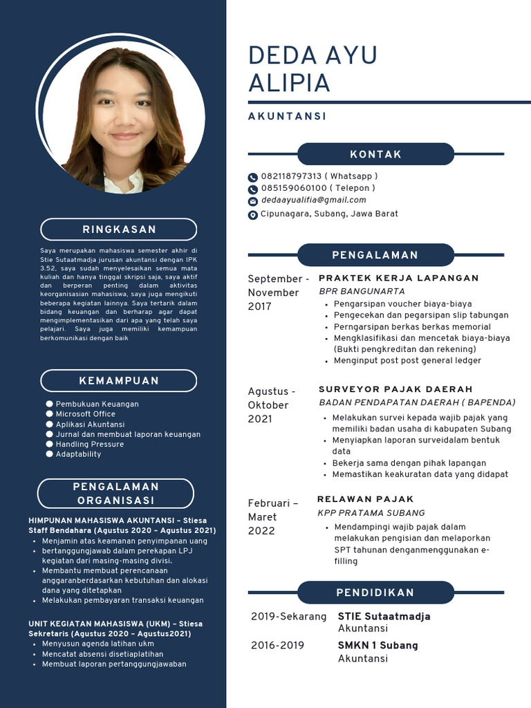 Navy & White Modern Professional Resume | PDF
