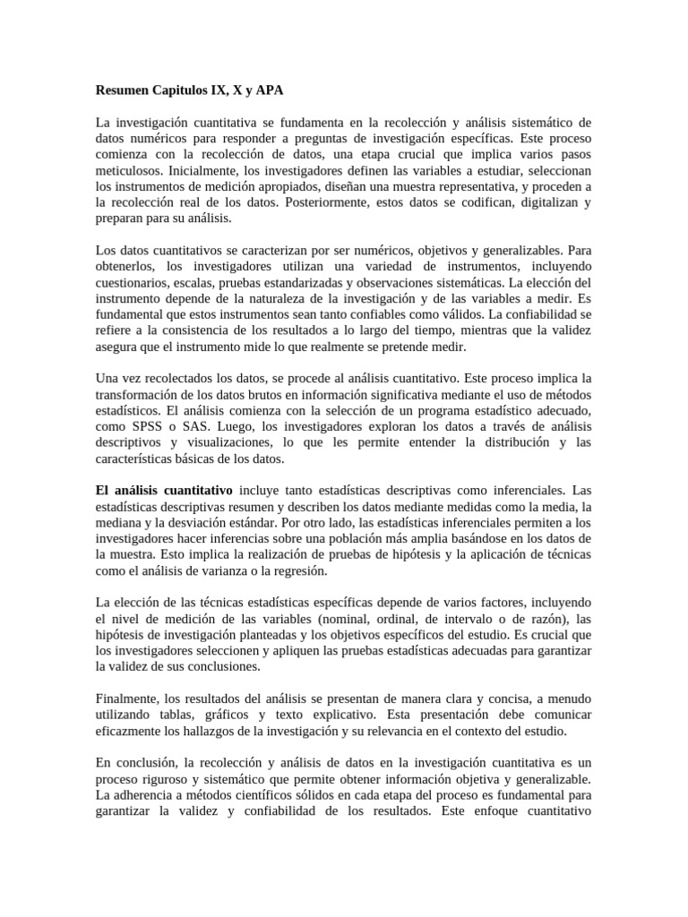 Resumen Capitulos 9 y 10 y APA | PDF