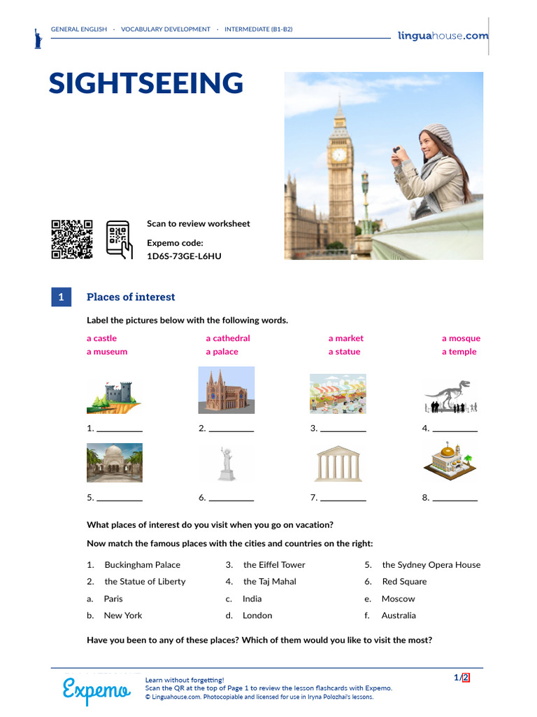 Sightseeing American English Student | PDF
