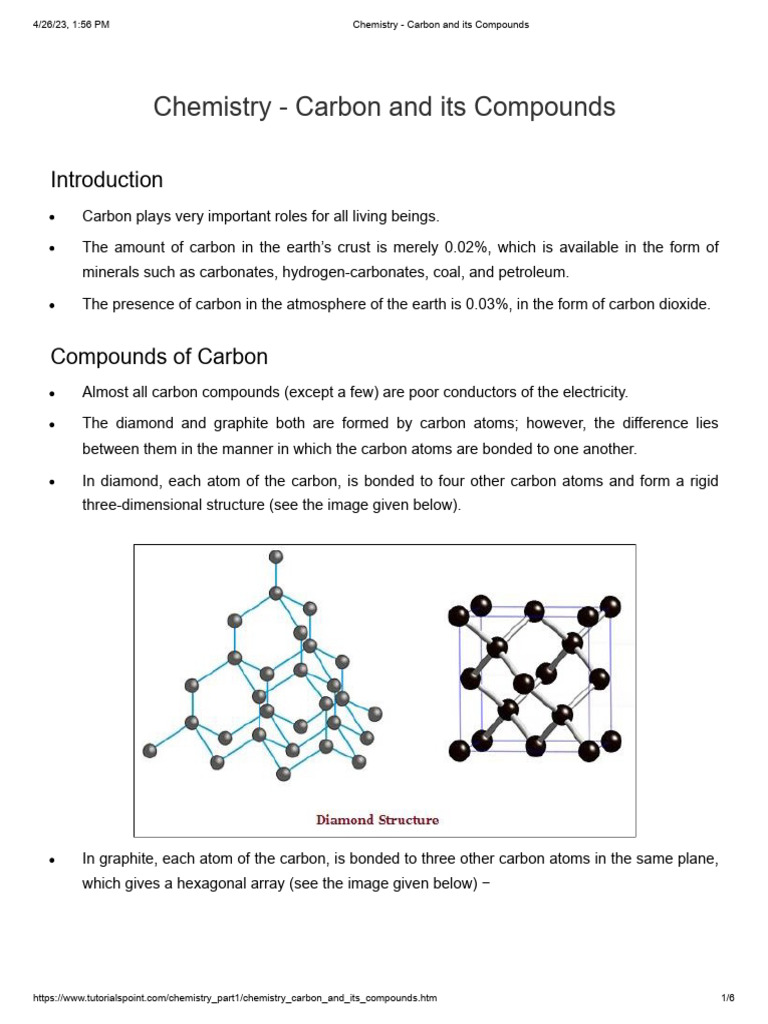 Chemistry - Carbon and its Compounds | PDF