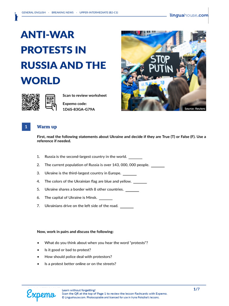 Anti War Protests in Russia and The World American English Student | PDF