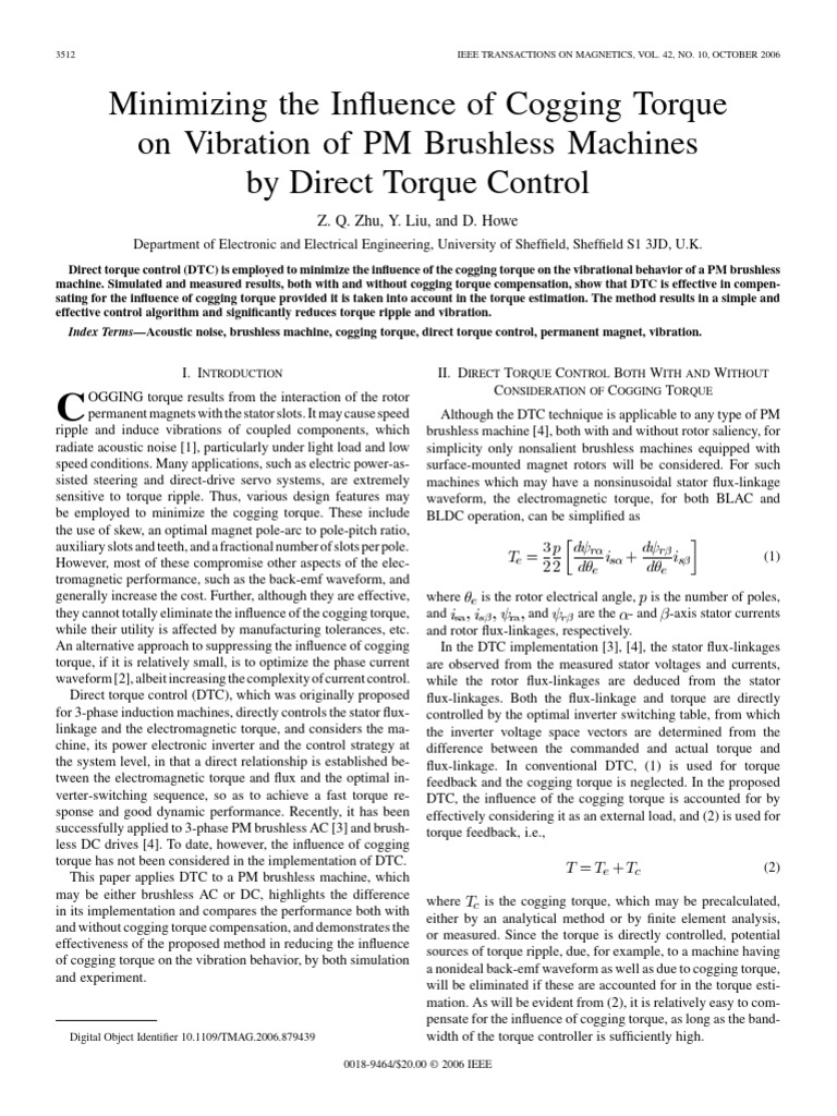 Minimizing The Influence of Cogging Torque On Vibration of PM Brushless ...