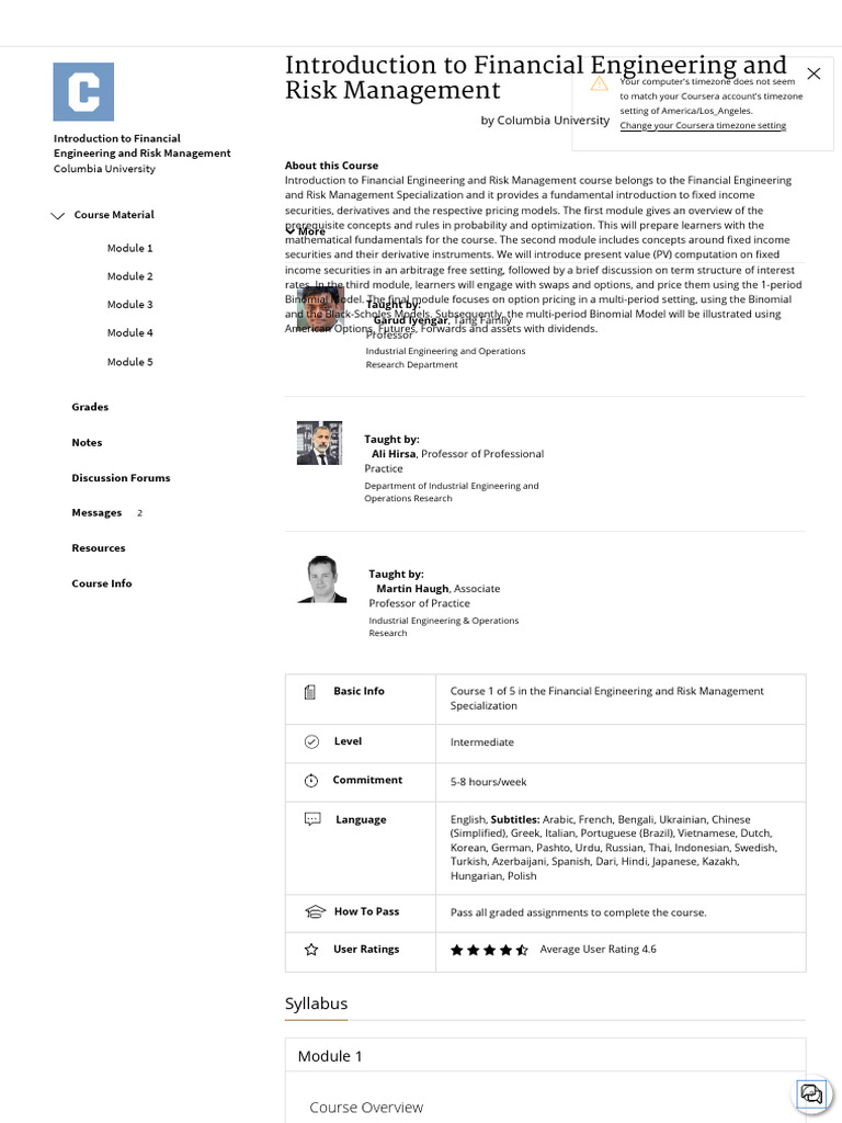 Introduction To Financial Engineering and Risk Management - Columbia ...