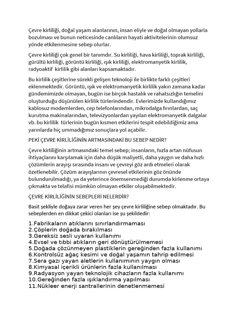 Çevre Kirliliği | PDF