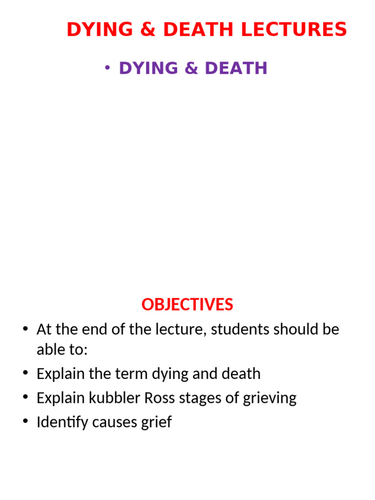 Dying and Death Lecture | PDF | Palliative Care | Grief