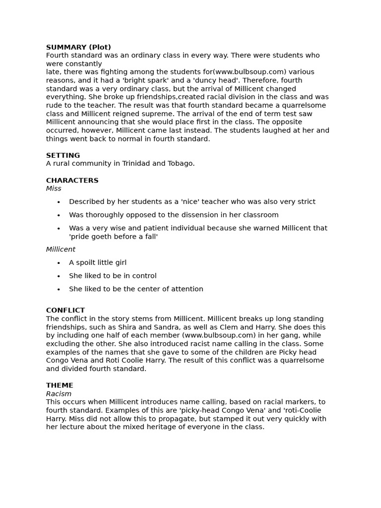 Millicent Notes-story elements | PDF