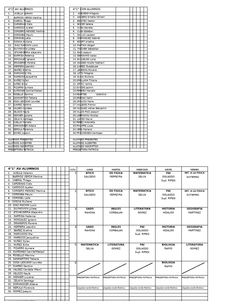 LISTA PARA PARTE 5° | PDF