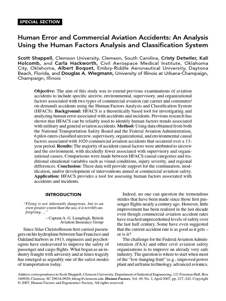 Human Error and Commercial Aviation Acci | PDF