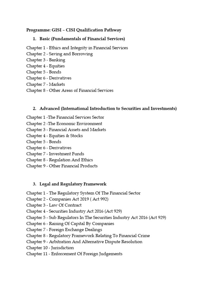 GISI - CISI Qualification Pathway Outline | PDF