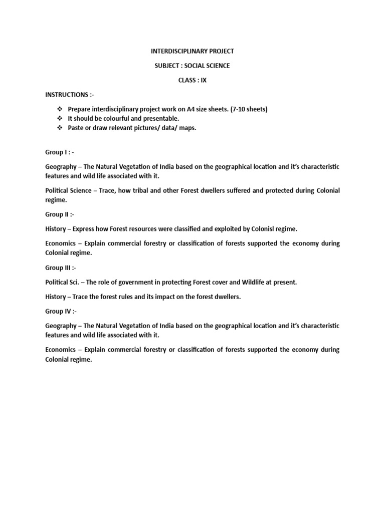 SST Interdisciplinary Project - Ix | PDF