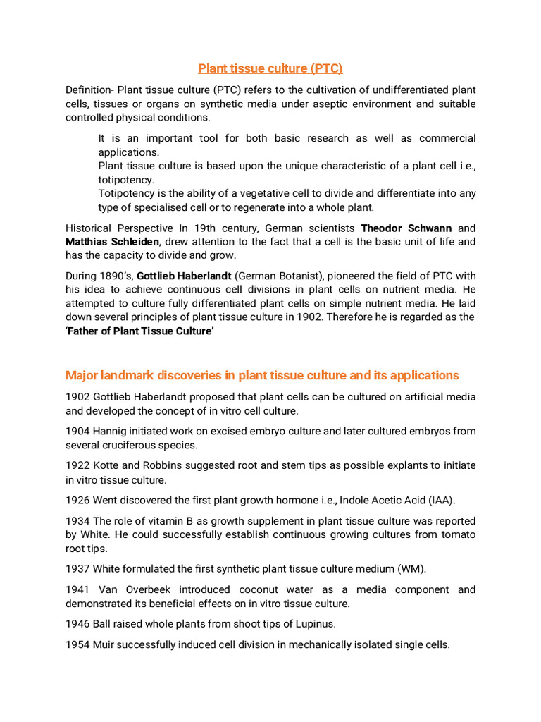 Plant Tissue Culture | PDF | Embryo | Reproduction