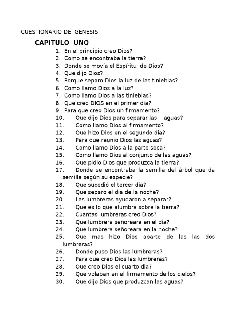 Cuestionario de Genesis-6 | PDF