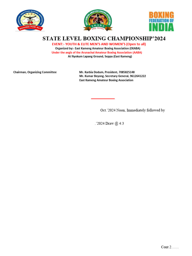 7th State Level Boxing Championship Prospctus | PDF