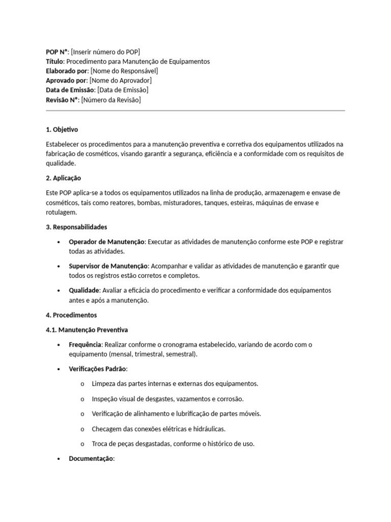 Manutenção de Equipamentos Cosméticos | PDF | Negócios | Computadores