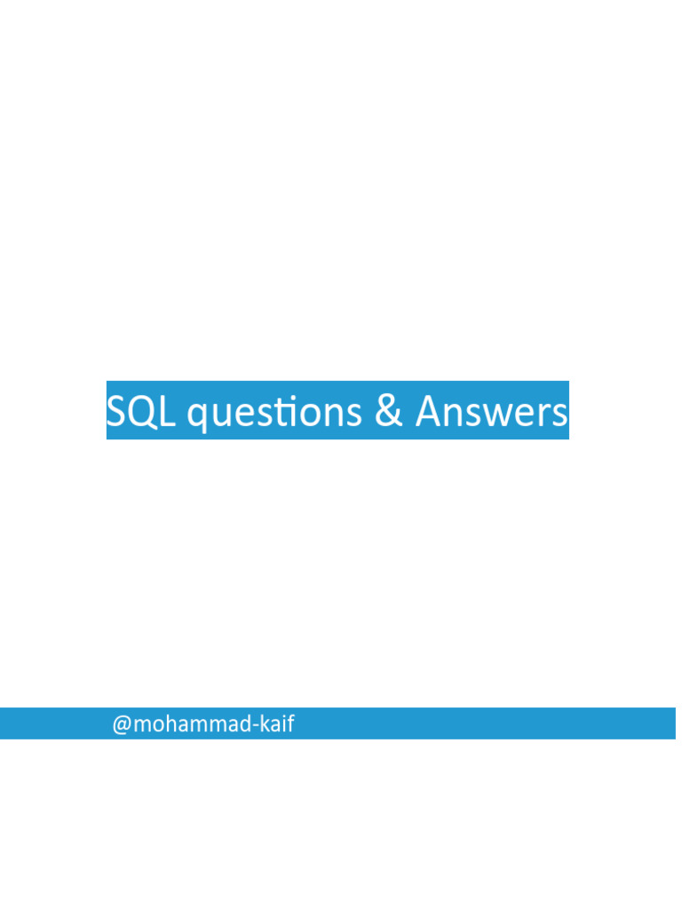 SQL Interview Questions & Answers | PDF