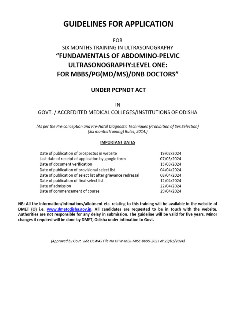 Guidelines For USG Six Month Training - 7 TH Batch - 2024 | PDF