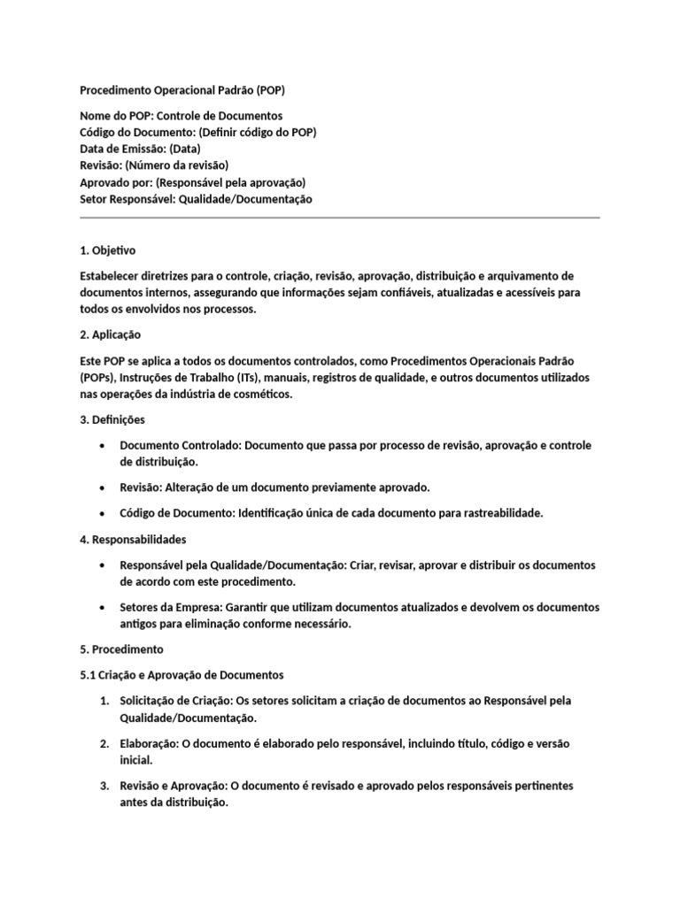 MODELO POP Controle de Documentos | PDF