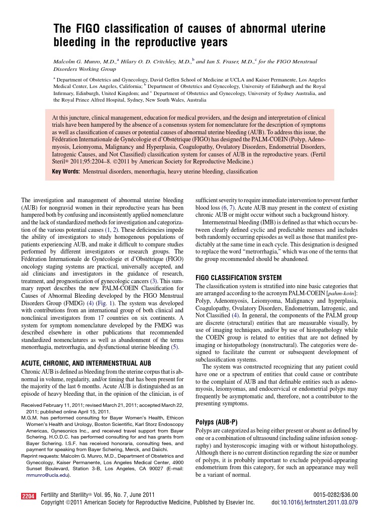 AUB Classification - FIGO | PDF | Menstruation | Sexual Health