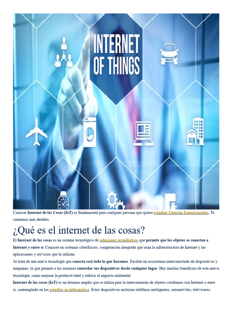 Internet de Las Cosas - Definición y Ejemplos - Universitat Carlemany | PDF