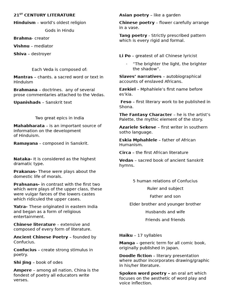 21ST-CENTURY-LITERATURE Reviewer | PDF