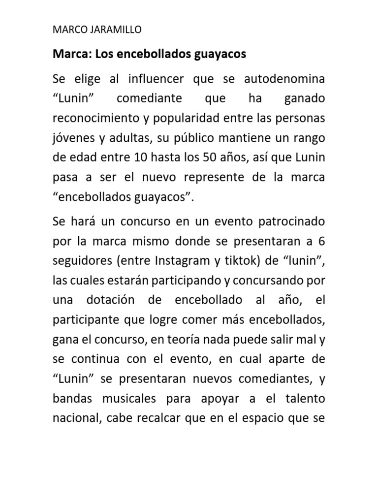 MARCO JARAMILLO PROBLEMA MARCA CON INFLUENCER | PDF