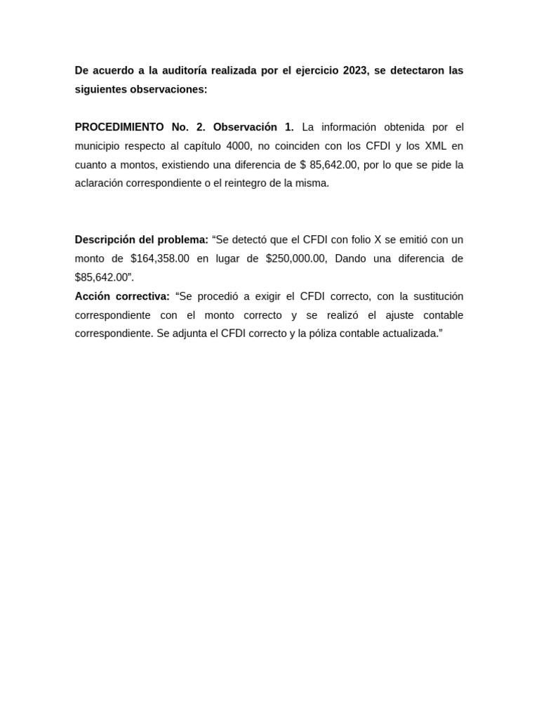 Observaciones de Auditoria | PDF Observaciones de Auditoria | PDF