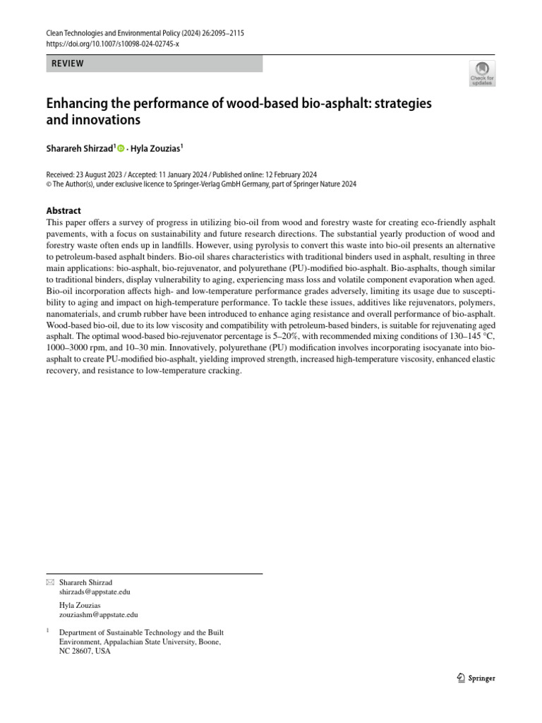 Enhancing The Performance of Wood Based Bio Asphalt Strategies and ...