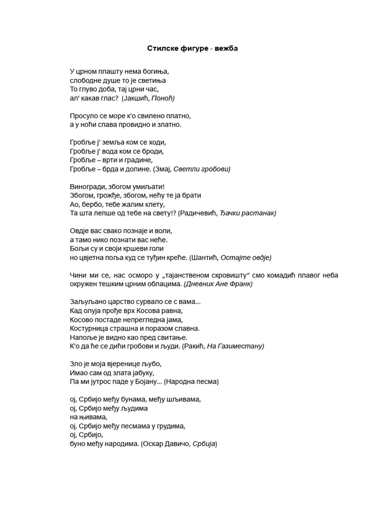 Stilske Figure - Zadaci | PDF