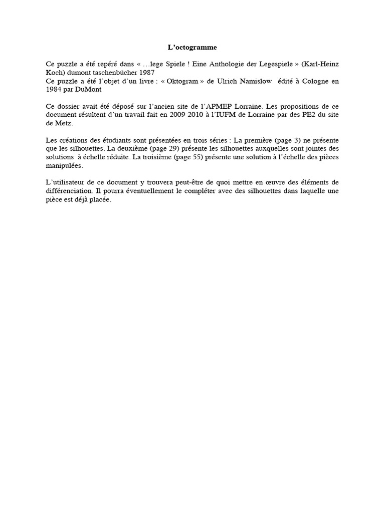Octogramme IUFM Metz | PDF