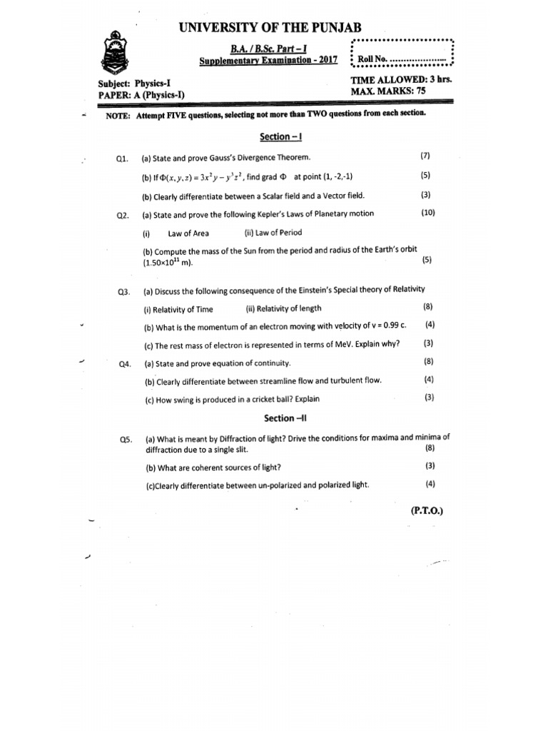 Physics PI s17 | PDF