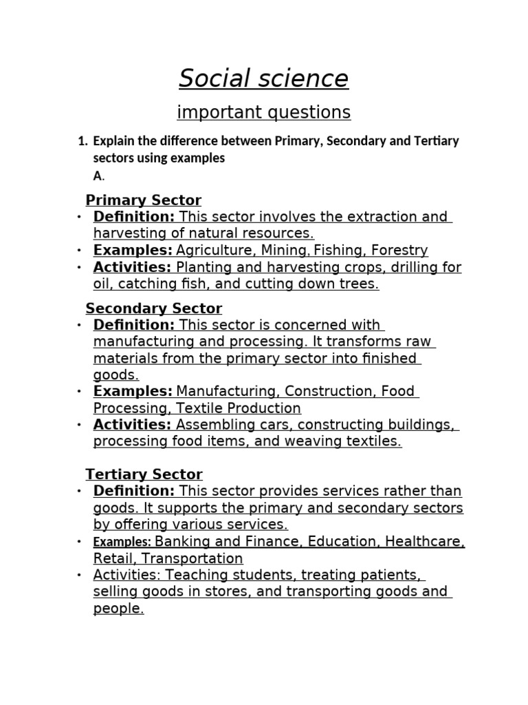 Social Science Important Questions 2 | PDF