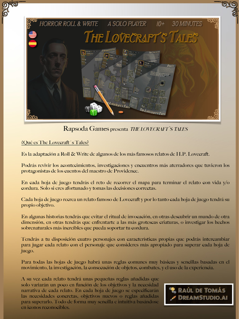 Juego Roll & Write Lovecraft | PDF | Métodos y materiales de enseñanza