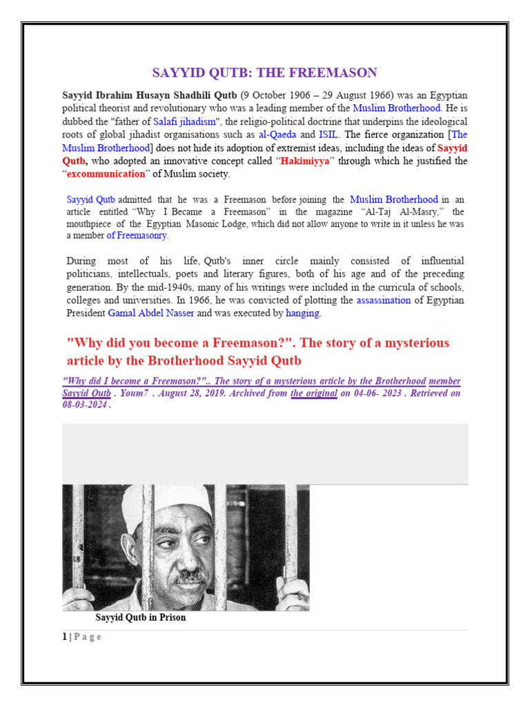 Sayyid Qutb_ The Freemason | PDF