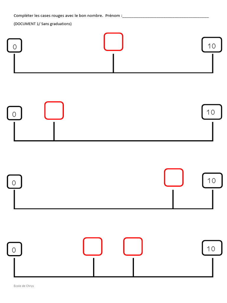 Ligne Numérique Sans Graduations FICHE 1 - ECOLE DE CHRYS | PDF Ligne Numérique Sans Graduations FICHE 1 - ECOLE DE CHRYS | PDF
