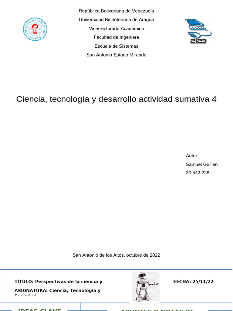 Actividad Sumativa 4 - Ciencia, Tecnologia y Sociedad - Samuel Guillen - 30.542.226 | PDF